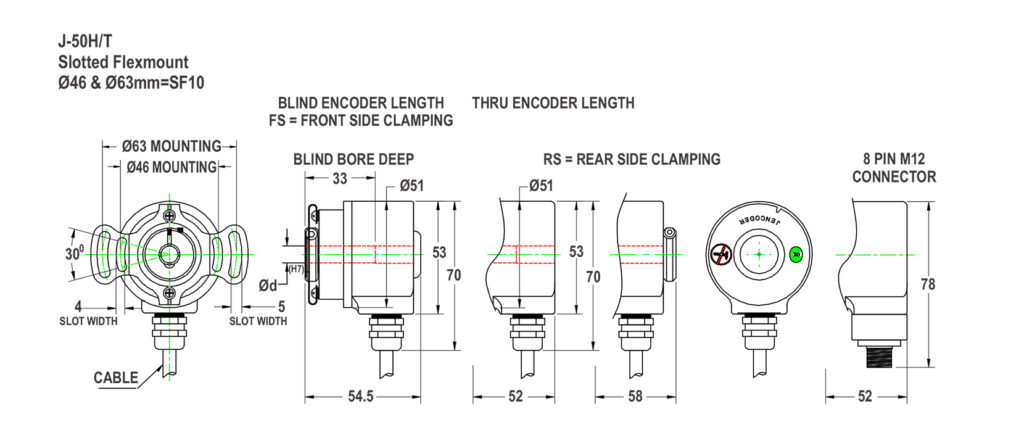 SIZE 50 HOLLOW SHAFT ENCODER J-50H/T - Jencoder