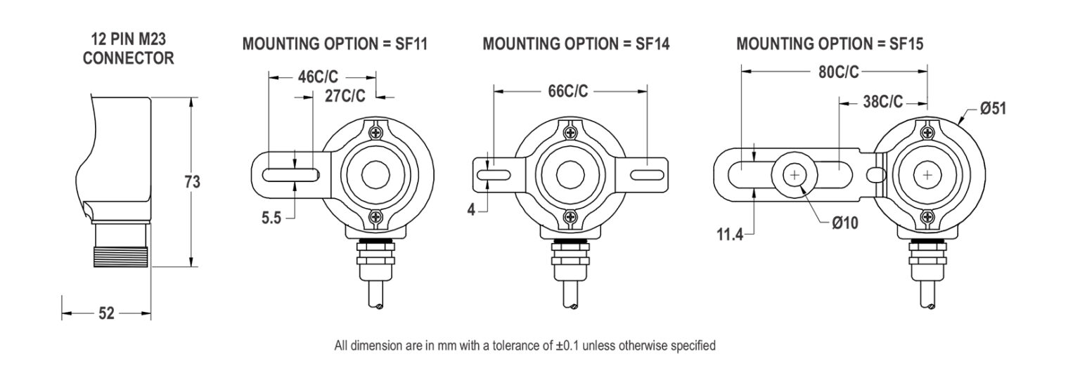 SIZE 50 HOLLOW SHAFT ENCODER J-50H/T - Jencoder