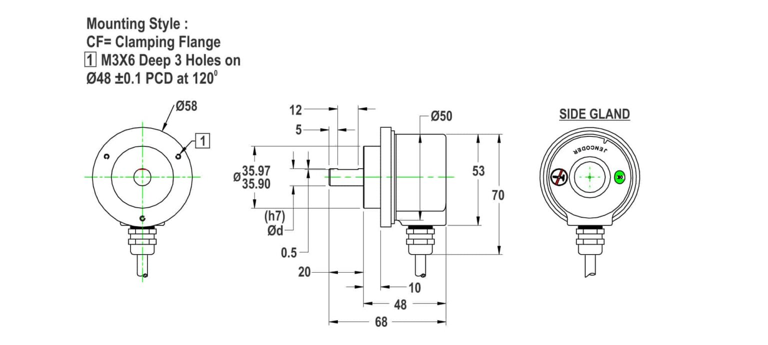 SIZE 58 ENCODER FLANGE MOUNT J-58A - Jencoder